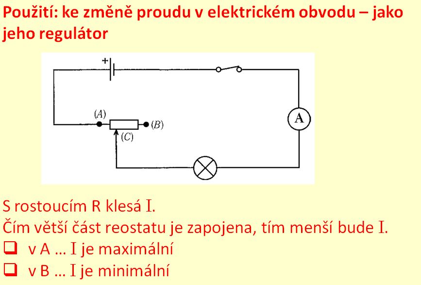 F8 – zápis (Reostat) | Výuka chemie, fyziky a matematiky